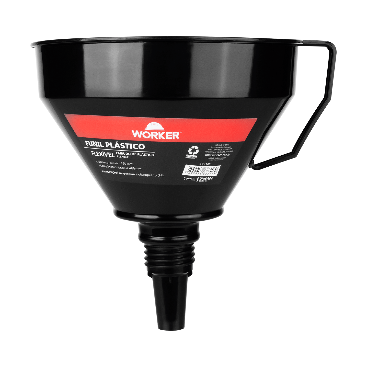 Funil Plástico Flexível Worker 160mm - Prático e versátil - Ferramentas ...